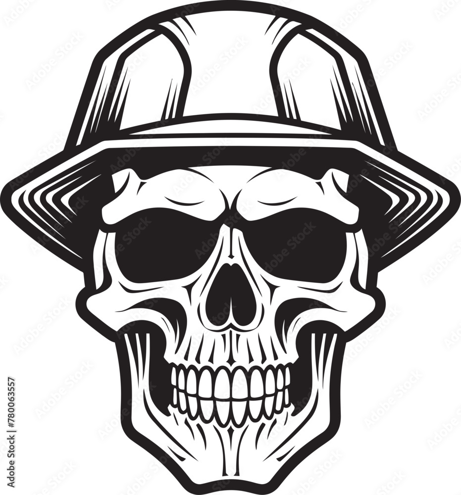 เวกเตอร์ Stock Construction Guardian: Skull with Helmet Icon Graphics ...