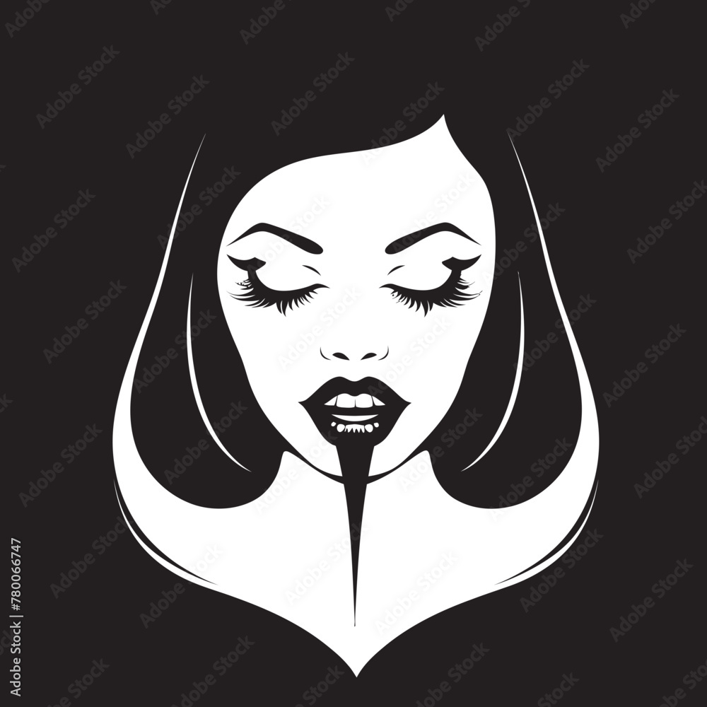 Seductive Siren's Bite: Woman Vampire Face Emblem Graphics Enigmatic ...