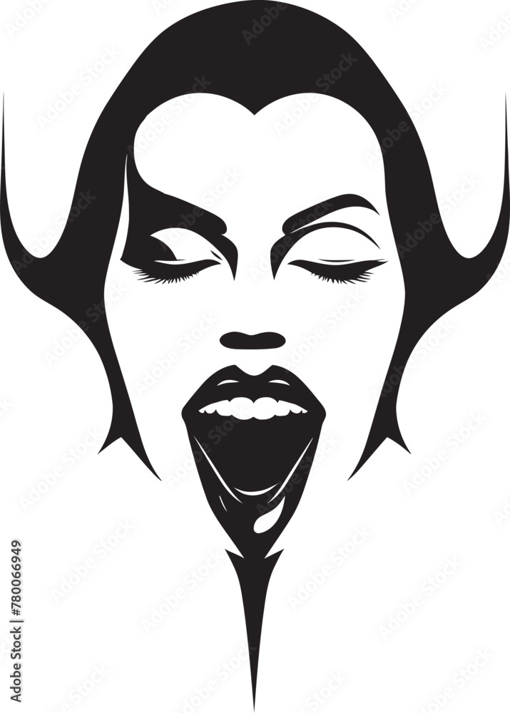 Veiled Vamp: Vector Logo of Female Vampire's Face Veiled Vampiric ...