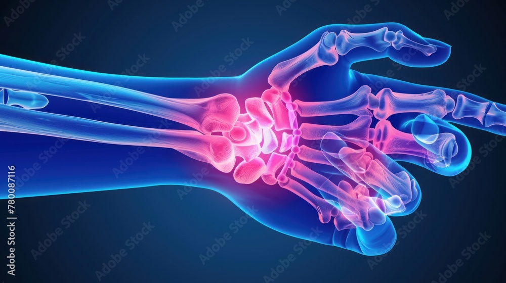 X-ray image revealing the internal structure of a wrist experiencing ...