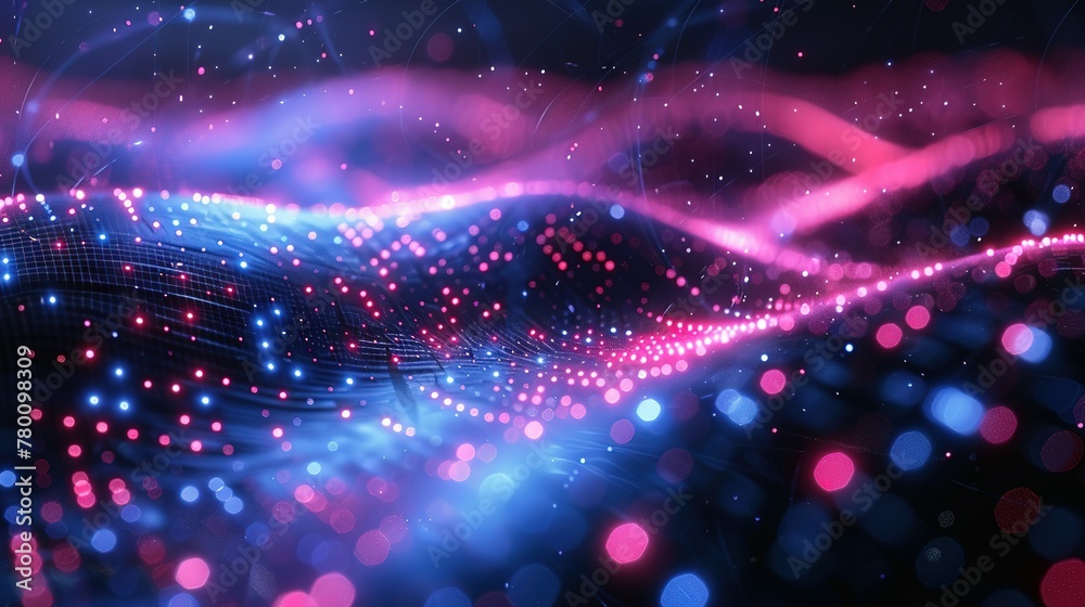 Cyber big data flow. Blockchain data fields. Network line connect ...