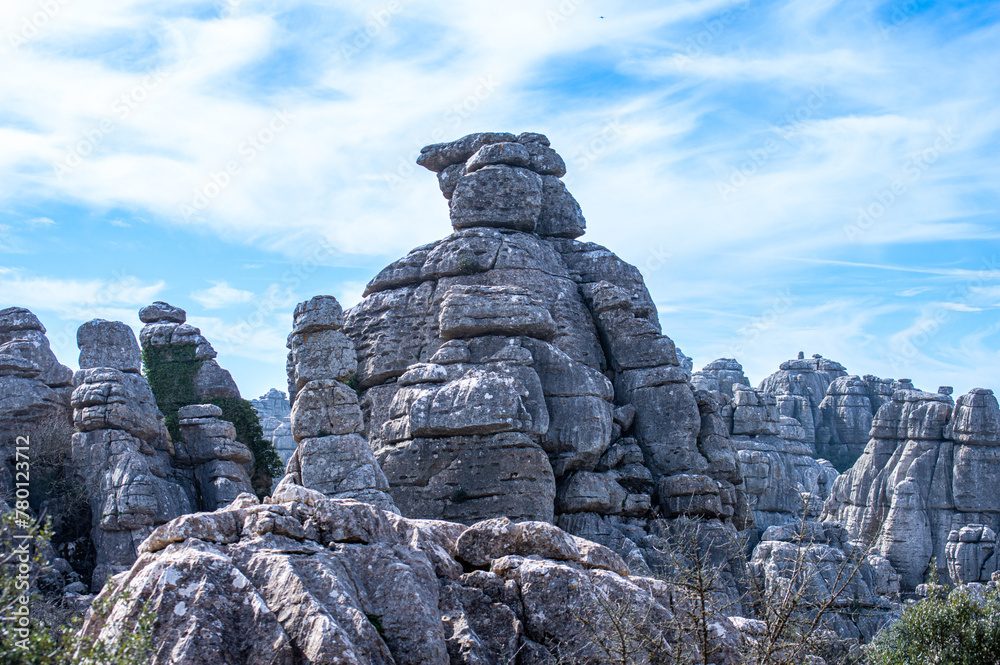 Hiking in the Torcal de Antequerra National Park, limestone rock ...