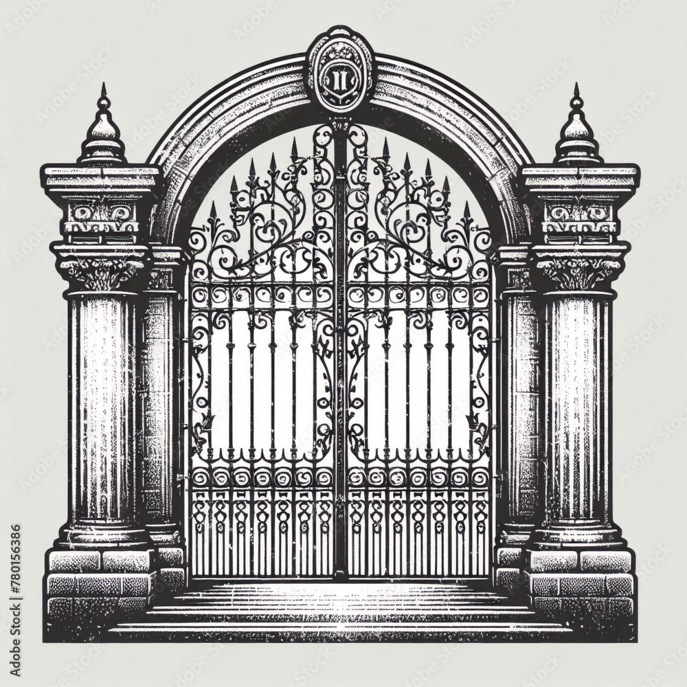 Vintage Passage Emblematic Icon of Metal Gate Design Ancient Archway ...