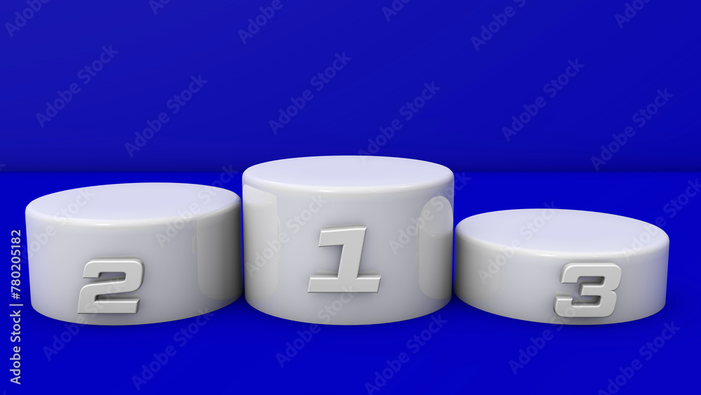 Podio de ganadores blanco en 3D. Plataforma de visualización de ...