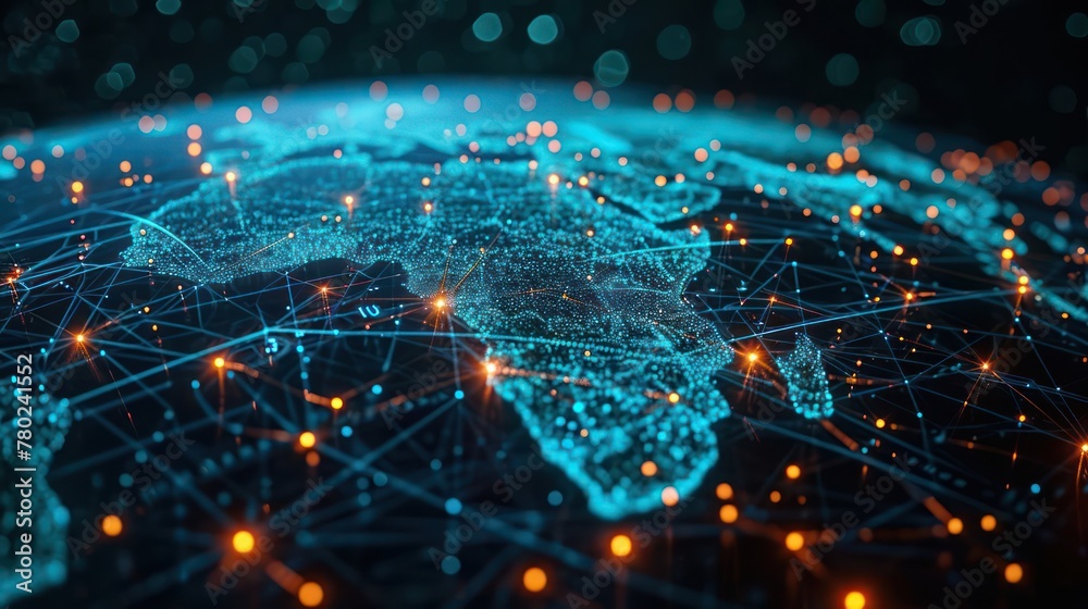 illustration of world connection, featuring symbolic elements, interconnected nodes, and the ...