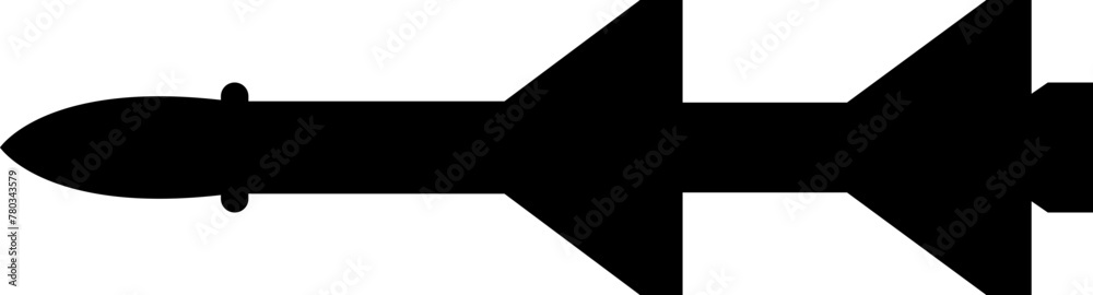 Missile icon in fill style. Combat rocket weapons. Nuclear atomic ...