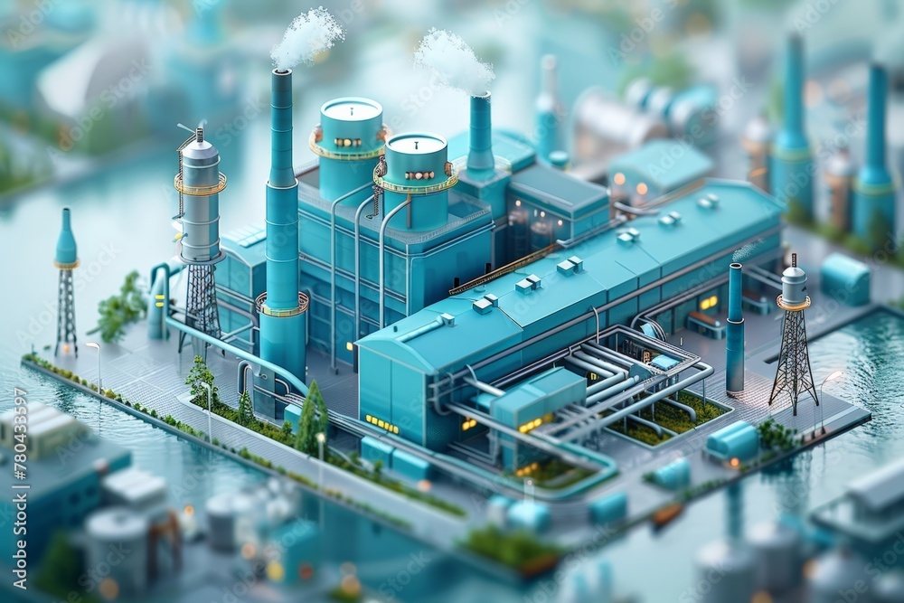 Eco-friendly factory using hydrogen energy for production, Intricate ...