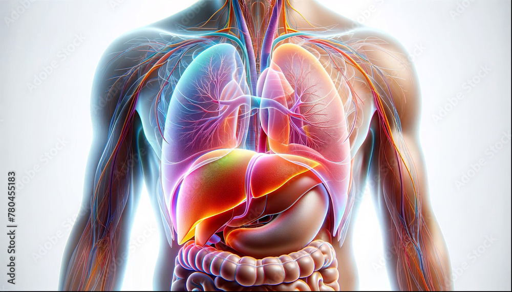 AI generated illustration of the human anatomy, focusing on the upper ...