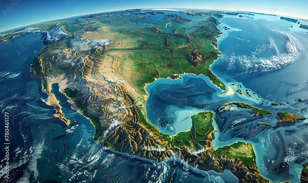 Stock-Illustration „geography and topography of the USA through a detailed physical map ...