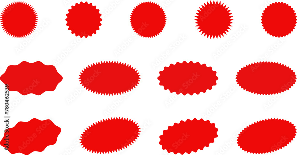 Starburst red sticker set - collection of special offer sale oval and ...