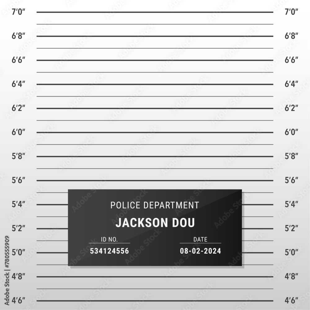 Police mugshot template. Vector background of police lineup (centimeter ...