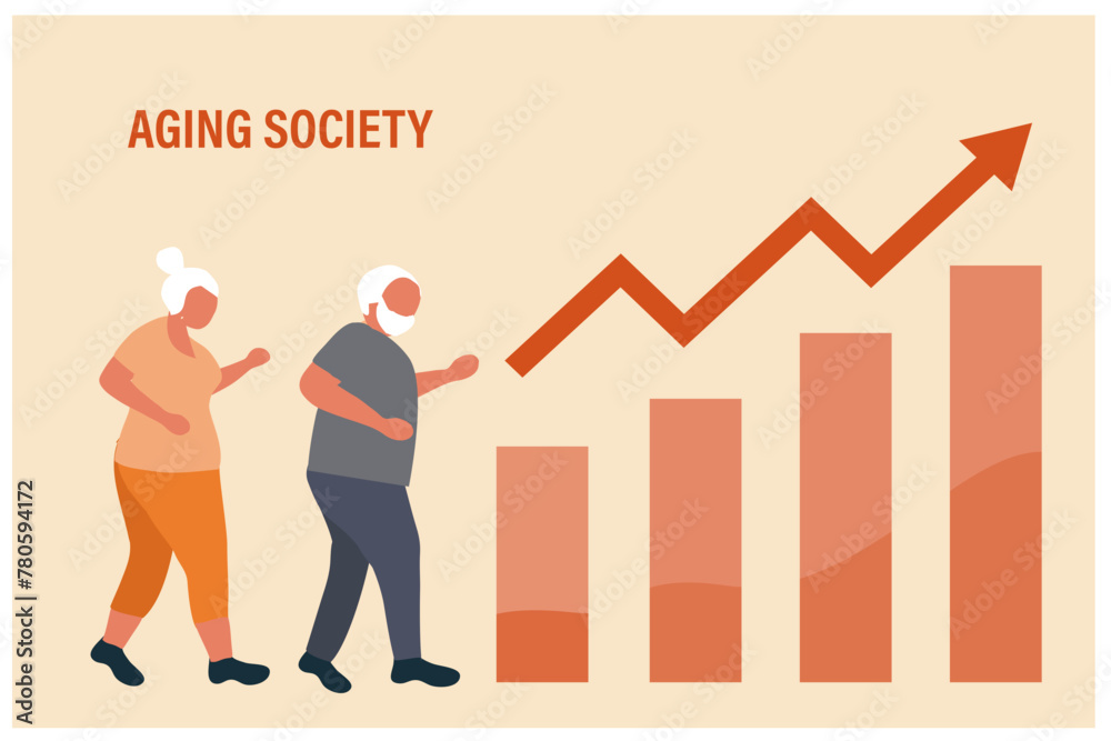 Aging society concept, world population aging because of low birth ...