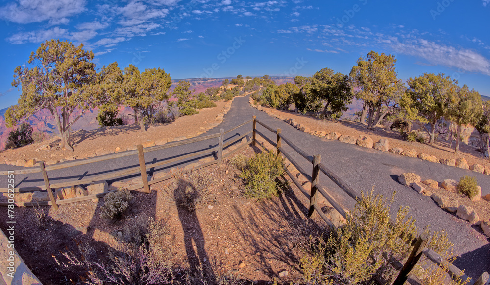 The divided paved entry pathway to the Powell Memorial from the parking ...