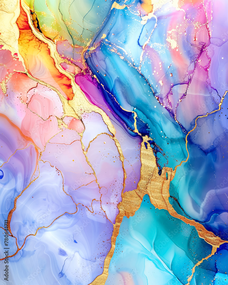 Abstract Rainbow Marble Texture Background Stock Illustration | Adobe Stock