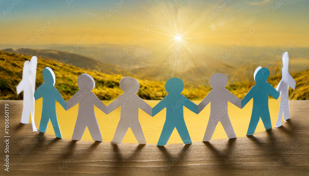 Community, Diversity and Inclusion concept, paper people holding hands ...
