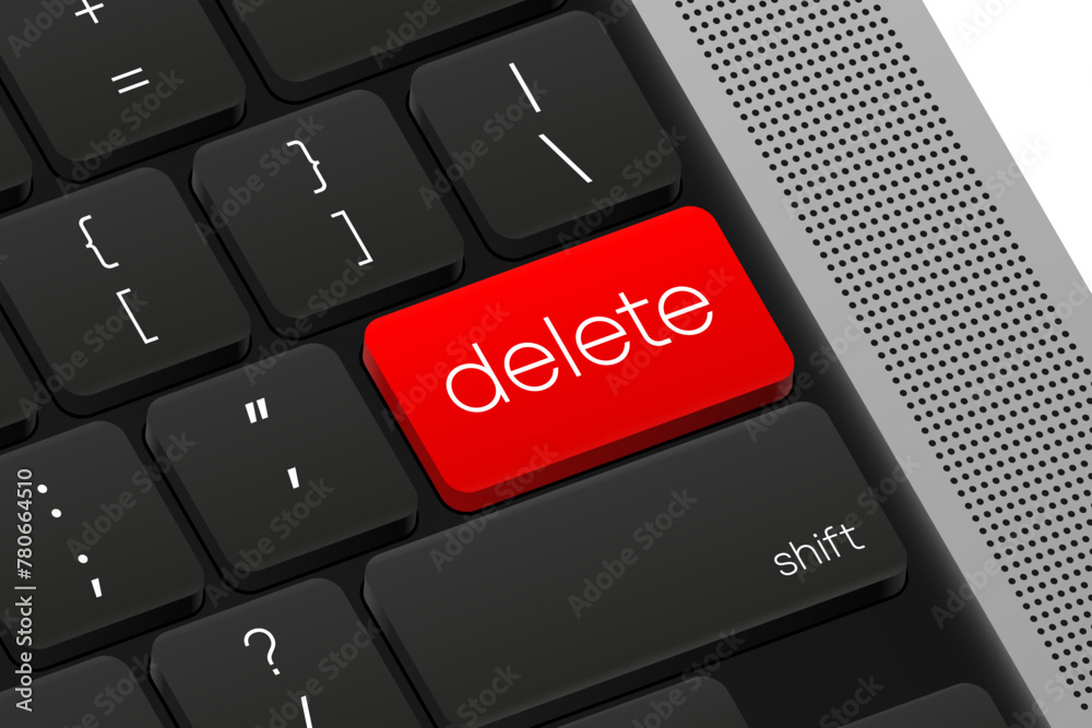Delete Button Computer Keyboard Word On Pc Computer Keyboard Vector