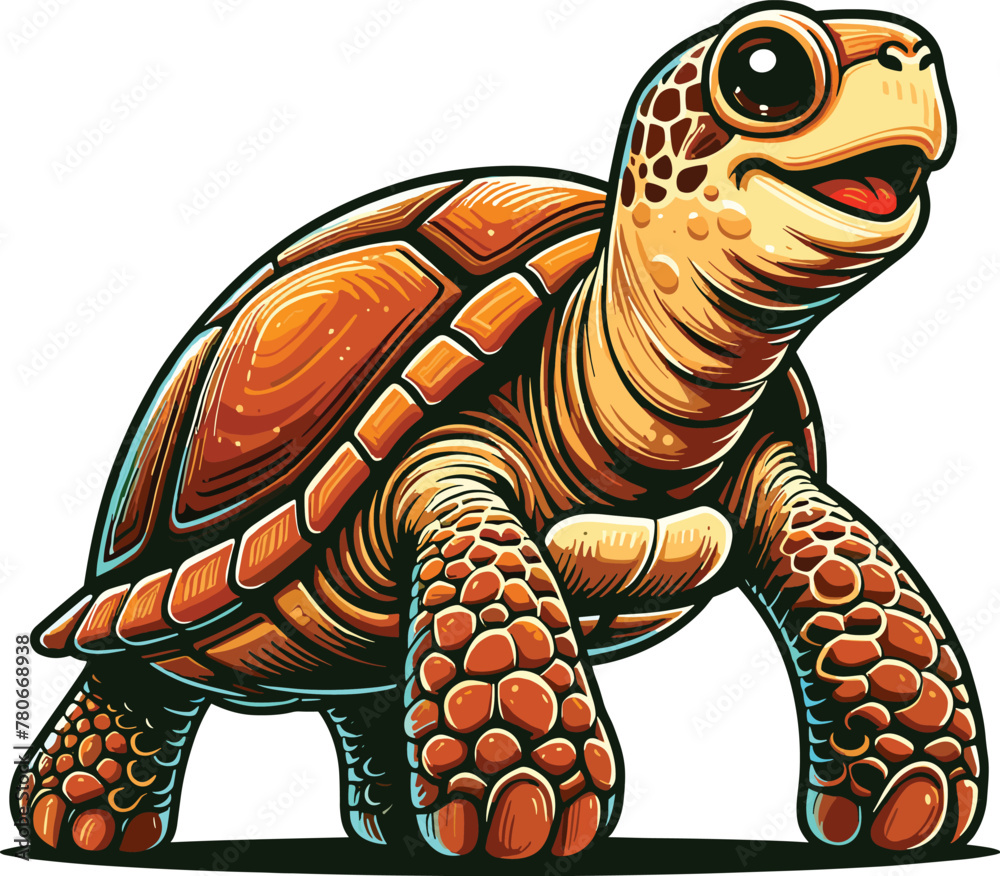 Adobe Illustrator Artwork vector a turtle walking on a cliff in the ...