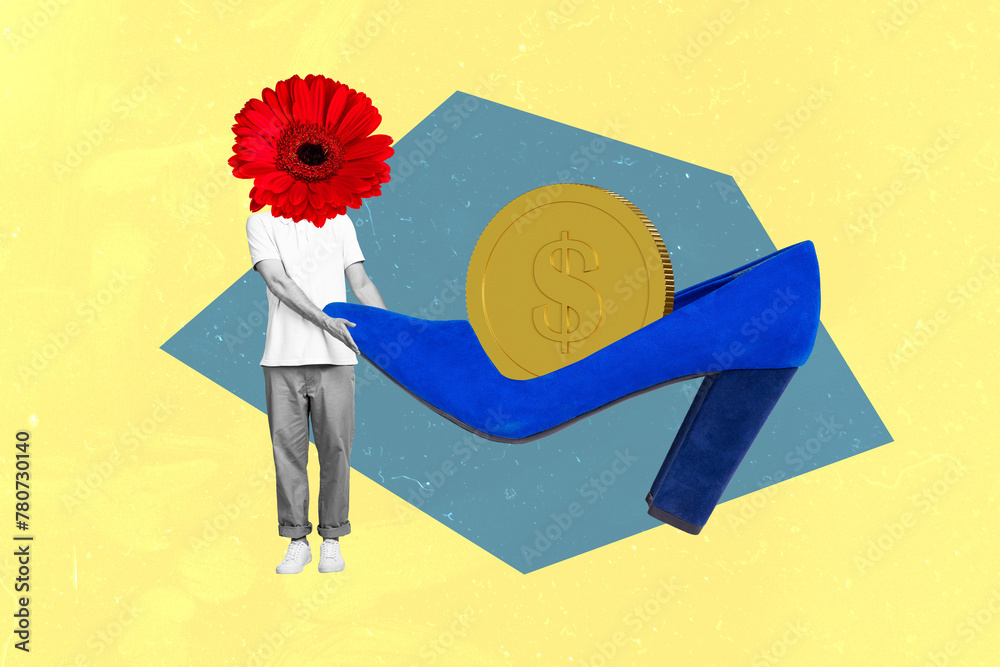 Composite trend sketch photo collage of black white silhouette headless ...