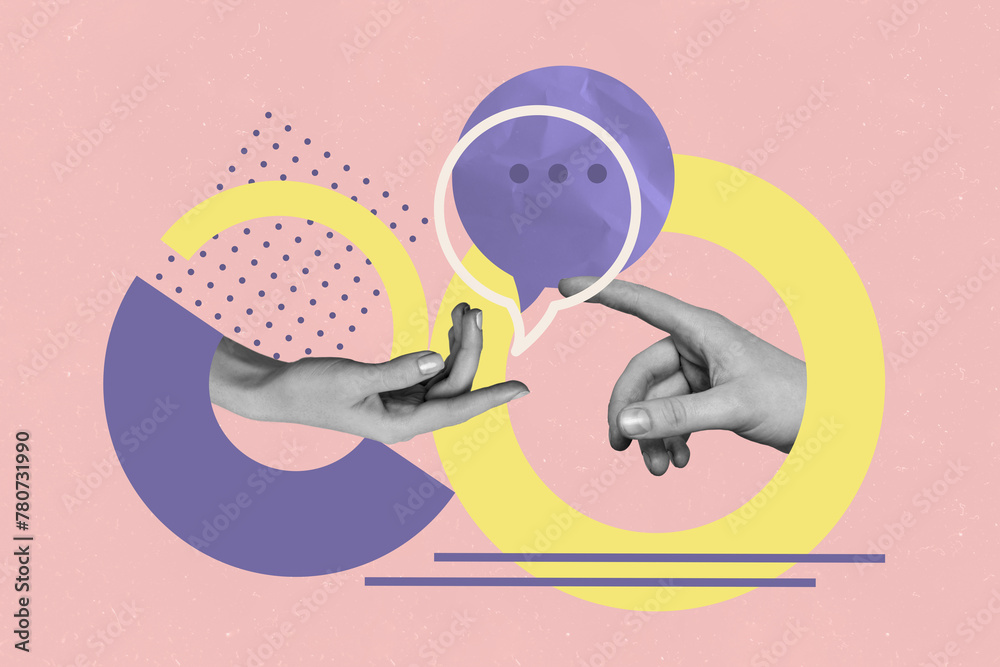 Creative picture collage human hands arms nonverbal communication ...