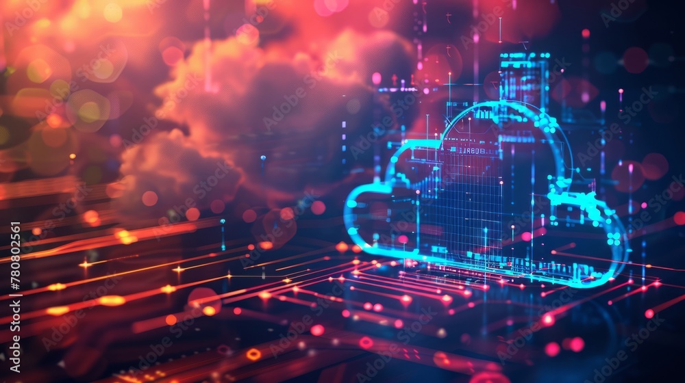 Technology networking and digital communication in business with cloud computing concept web ...