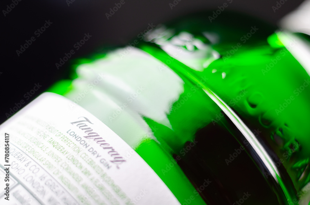LONDON, UK - 28 MARCH 2024 Tanqueray London Dry Gin, a four-times ...
