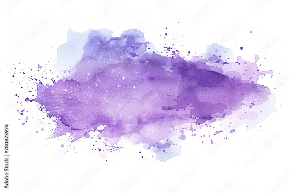 Transparent flat watercolor pastel violet splash on white background ...