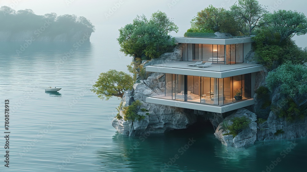 On a small island that disappears at high tide houses are built on ...