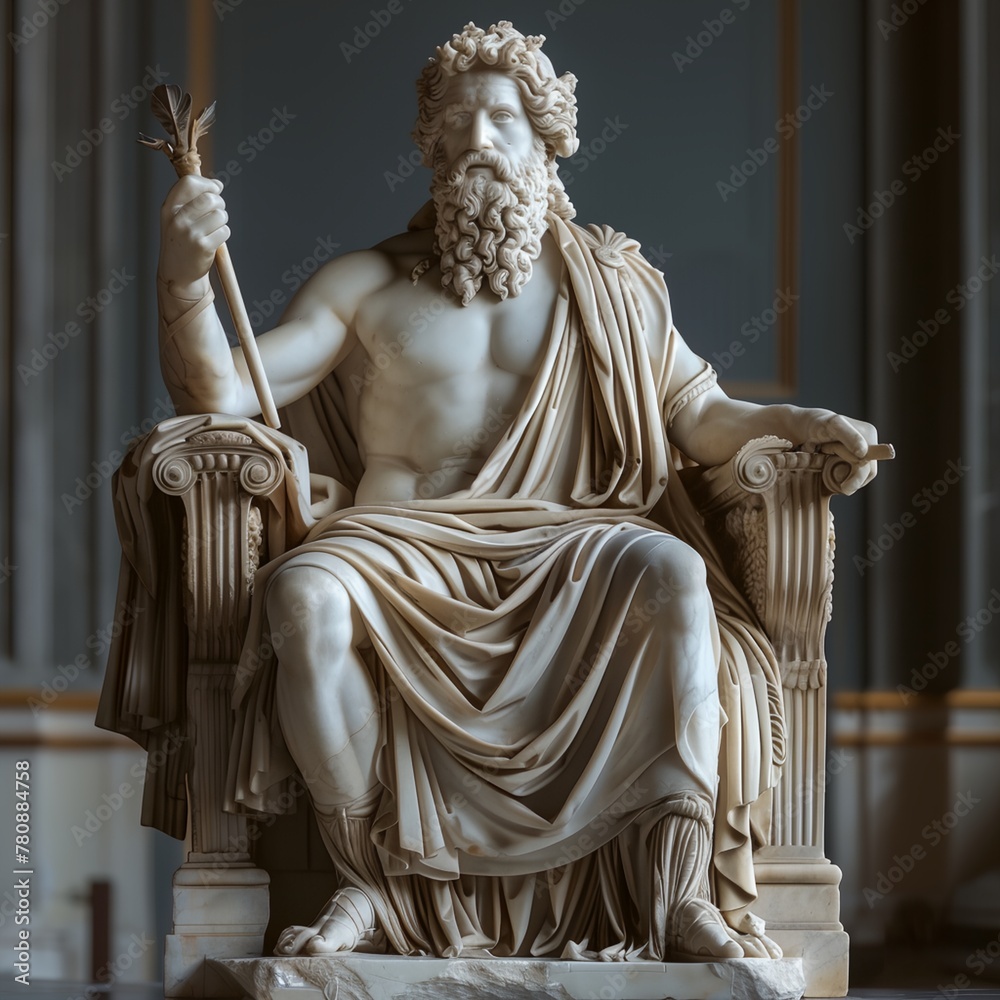 Zeus statue, ancient Greek mythology god Stock Illustration | Adobe Stock