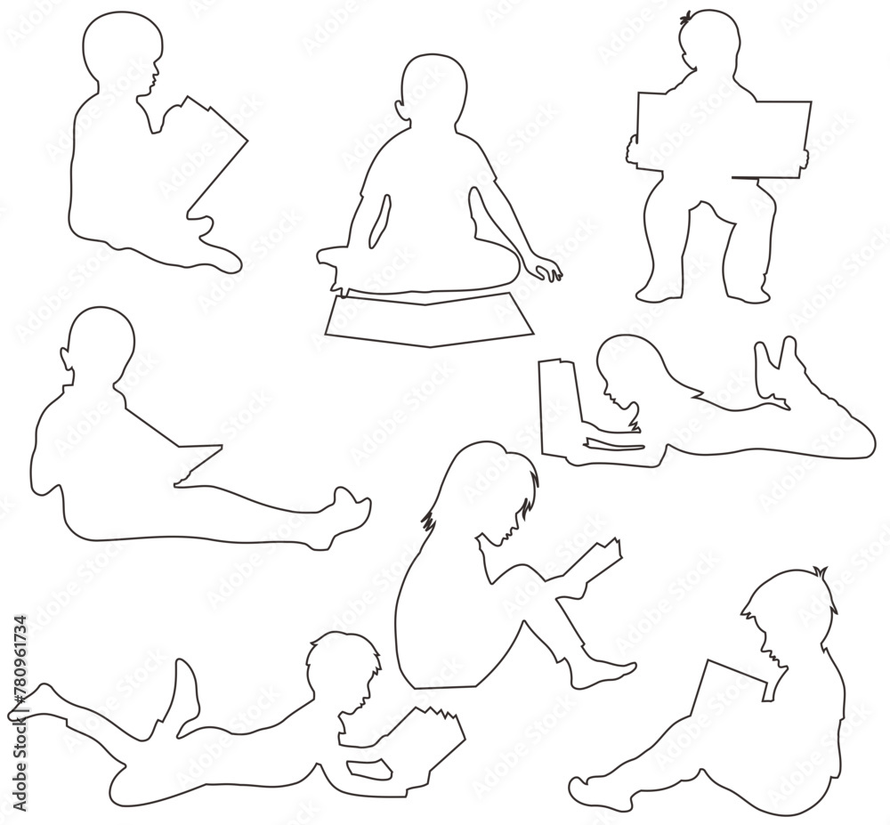 Vector illustration character of many people reading books in various ...