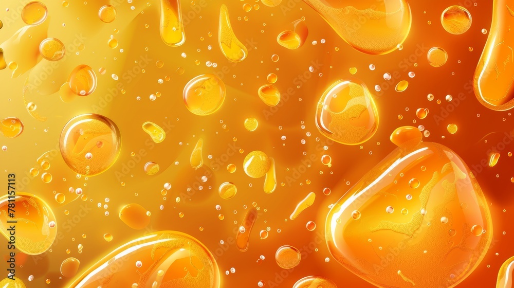 Detailed 3d modern honey, syrup or juice blobs close up. Transparent ...