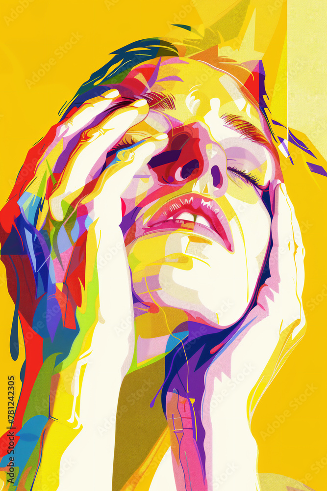 Migraine headache which is causing severe suffering in the brain, felt ...
