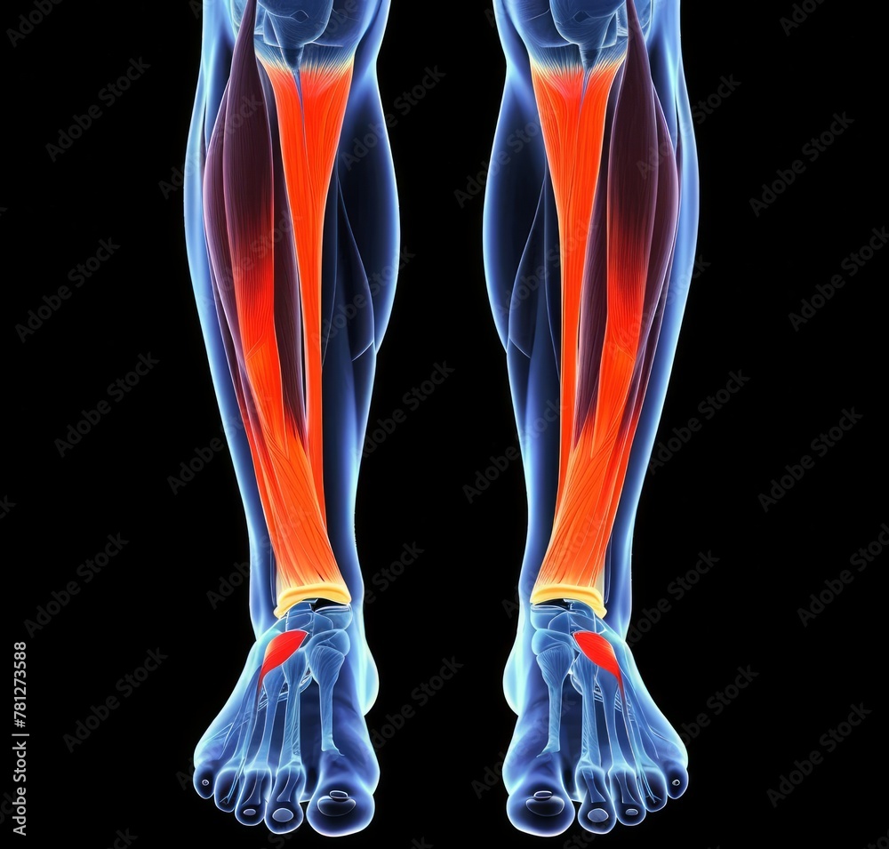 An intricate illustration showing the muscles of the legs, Educational ...