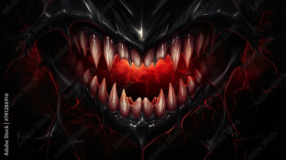 This haunting image portrays a monstrous heart with razor-sharp teeth ...