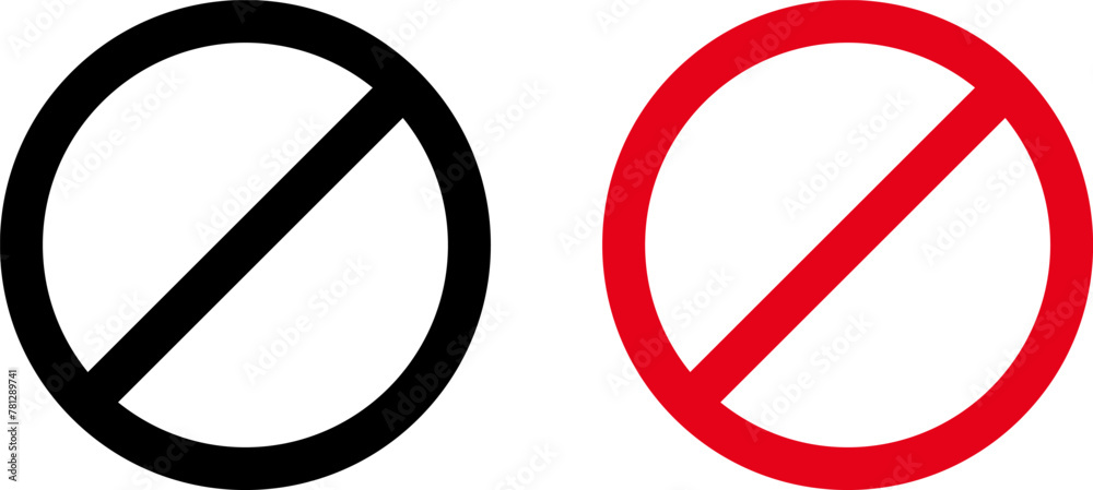 Sign forbidden. Icon symbol ban. Red circle sign stop entry ang slash ...