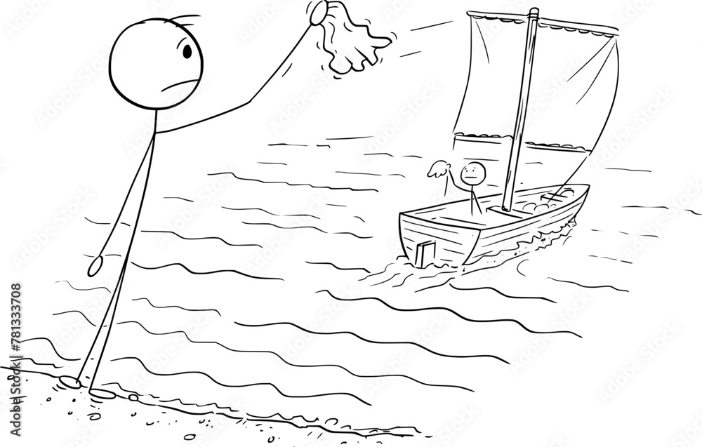 boat, leaving, sea, ship, goodbye, adieu, alone, passenger, stick ...