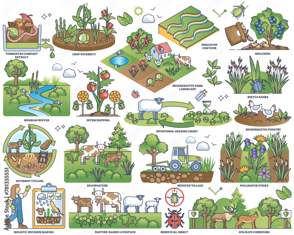 Regenerative agriculture and sustainable crops farming outline ...