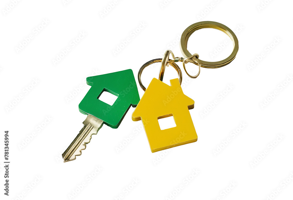House Keys with House Shaped Keychain on a Transparent Background ...