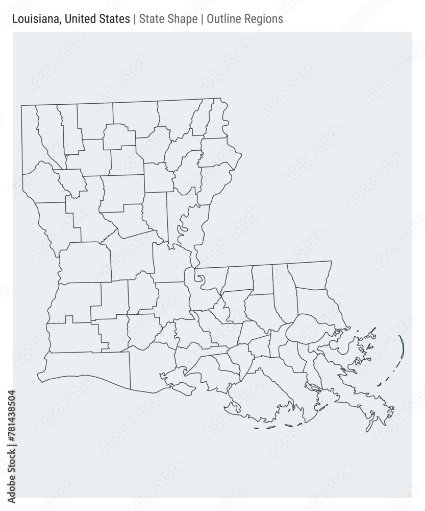 Louisiana, United States. Simple vector map. State shape. Outline ...