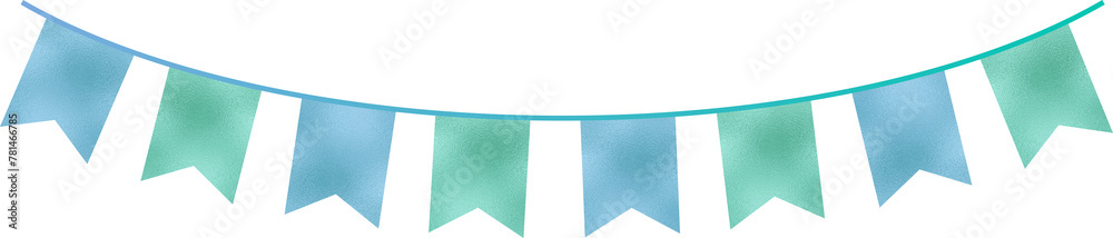 Colorful bunting flags with a shimmering foil texture for birthday ...