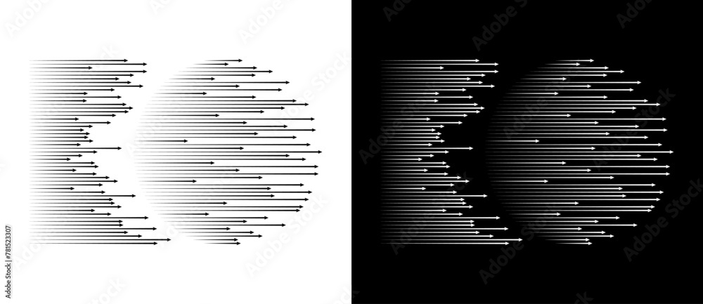Dynamic parallel arrows in circle. Abstract art geometric background ...