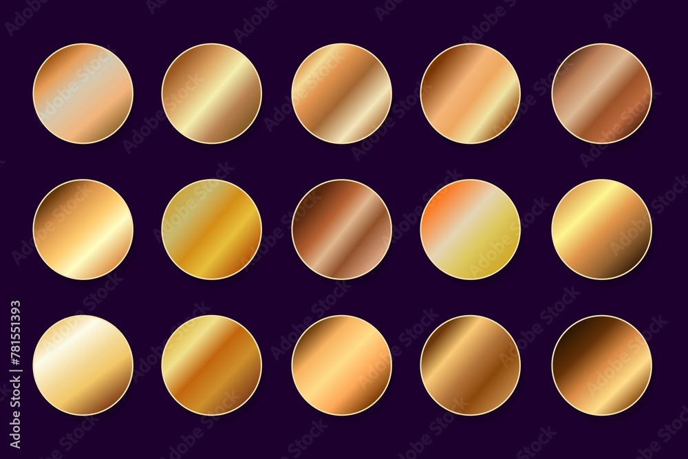 Gold Gradient Set Metallic Golden Gradients Collection Swatches 4 Stock ...