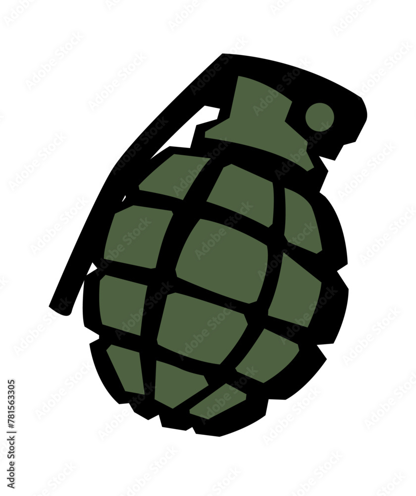 Infantry weapon. Fragmentation hand grenade. Vector image for prints ...