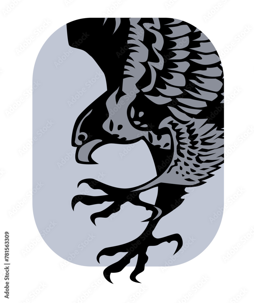 Falcon hunt. A falcon attacks its prey. Stylized drawing. Vector image ...