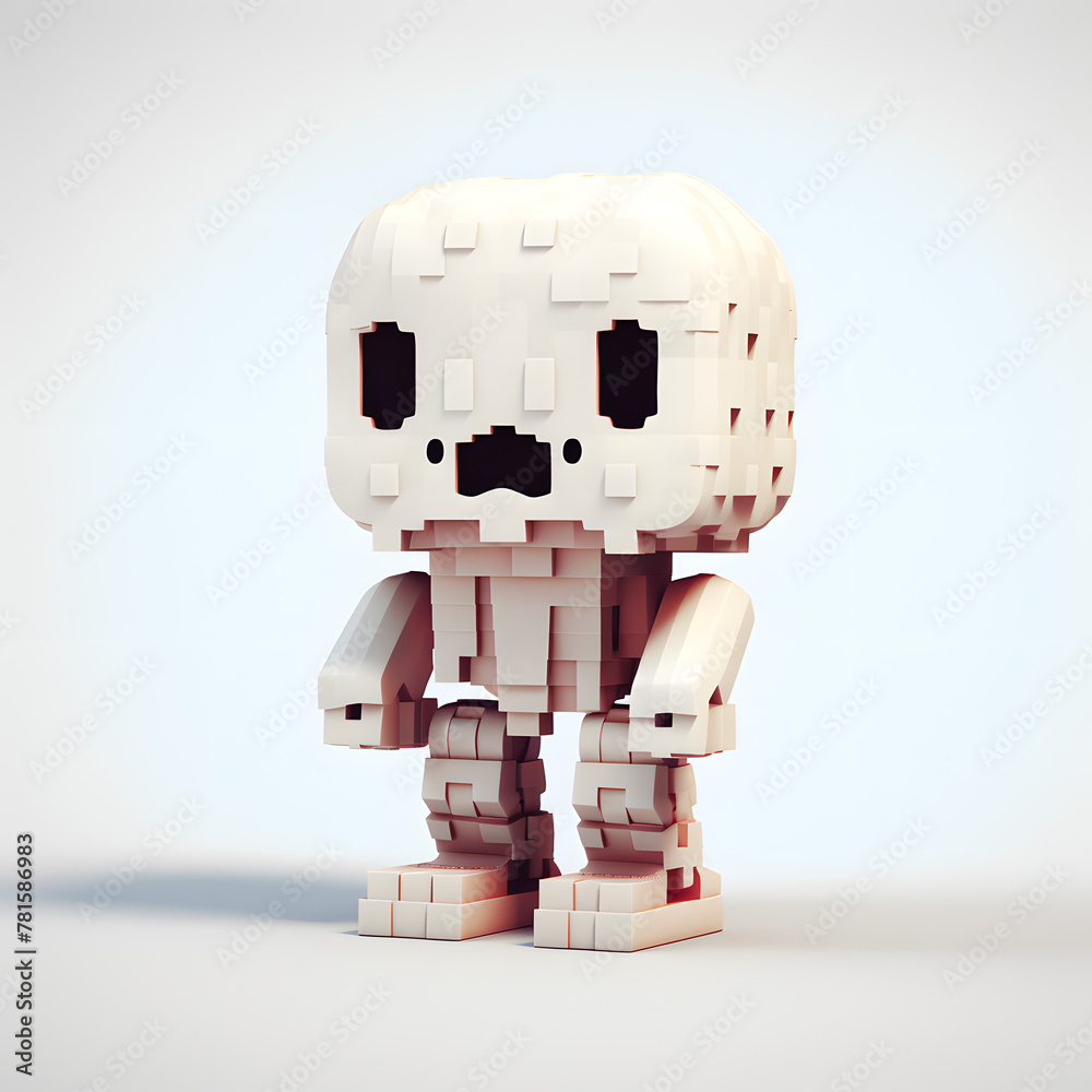 ภาพถ่าย Stock Illustrated Pixel cartoon character with white background ...