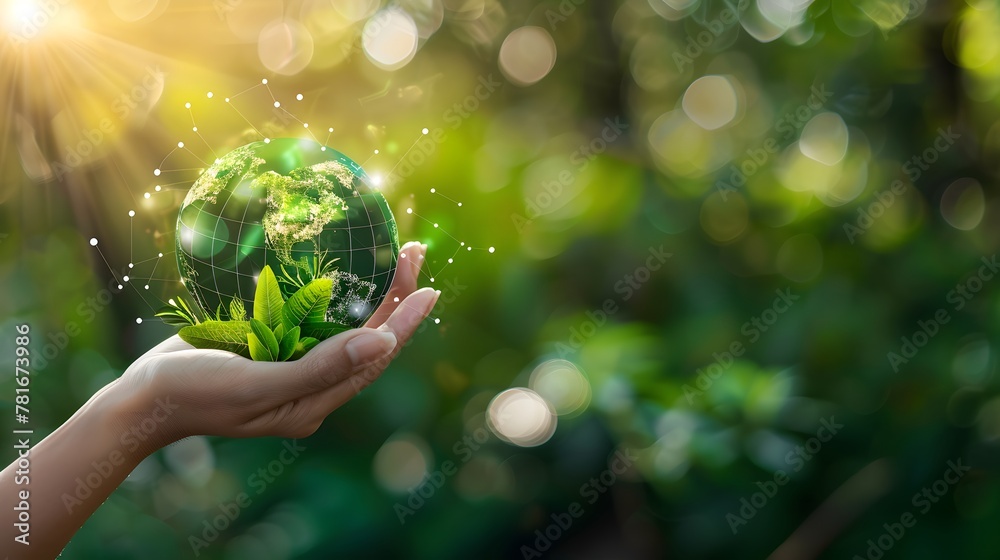 Sustainable environment concept. The image shows hands holding the ...