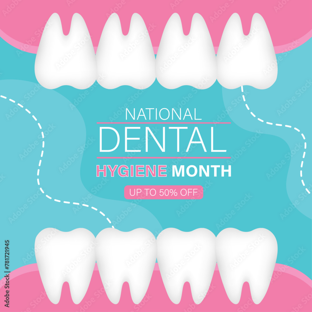 Dental hygiene sale poster, national dental hygiene awarness month ...