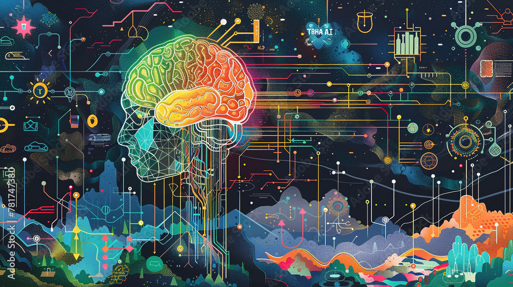 Stock-Illustration „The color scheme emphasizes technology and ...