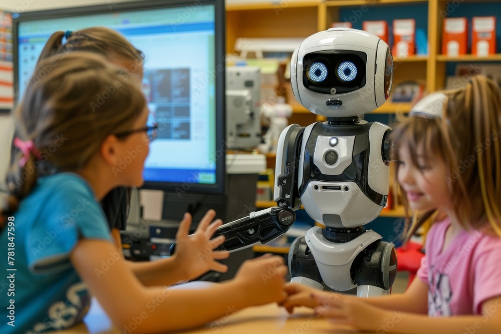 Robot teachers engage students with interactive lessons and personalized learning experiences ...