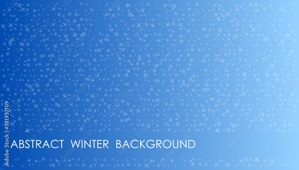 Horizontal winter blue abstract background with snowfall, cover, site ...