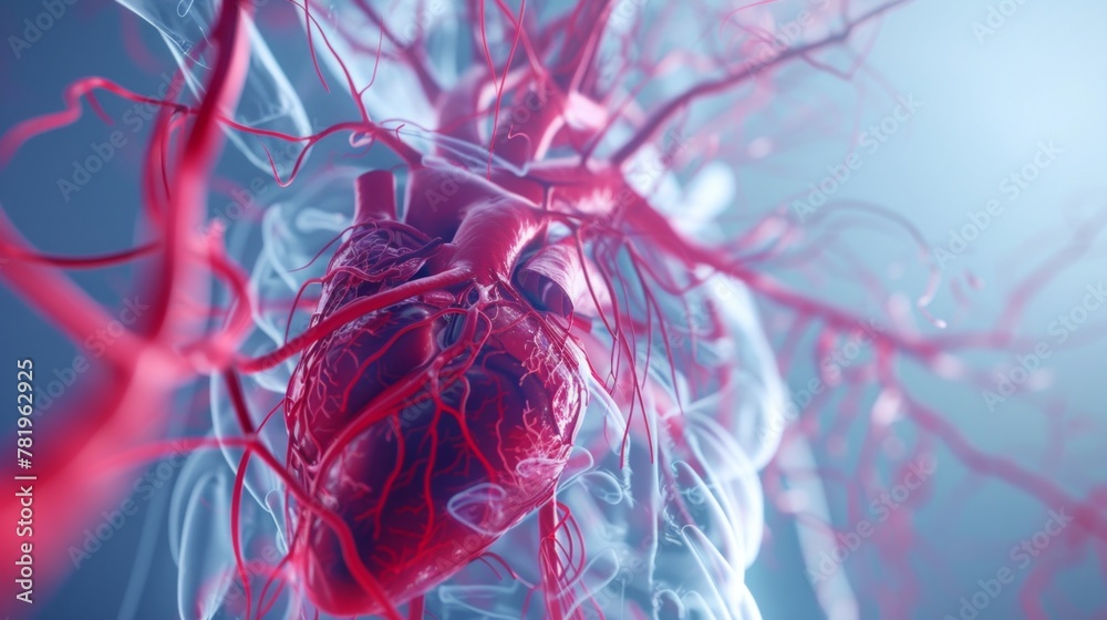 A background depicting the human circulatory system with arteries ...